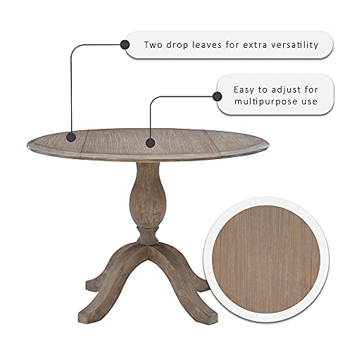Linon Home Décor Mauro Antuque Rustic Brown Drop Leaf Dining Table