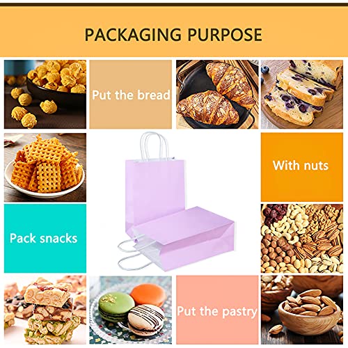 AZOWA Gift Bags Small Kraft Paper Bags with Handles (6.3 x 3.1 x 8.6 in, Pastel Purple, 12 CT)