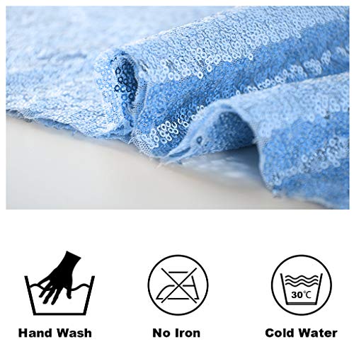 Fabric by The Yard Sequin Fabric Glitter Fabric Shower Curtain Lining Fabric by The Yard for Dress Clothing DIY Sewing Material (2 Yards, Blue)