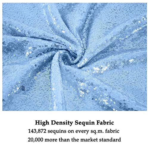 Fabric by The Yard Sequin Fabric Glitter Fabric Shower Curtain Lining Fabric by The Yard for Dress Clothing DIY Sewing Material (2 Yards, Blue)