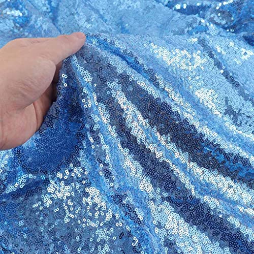 Fabric by The Yard Sequin Fabric Glitter Fabric Shower Curtain Lining Fabric by The Yard for Dress Clothing DIY Sewing Material (2 Yards, Blue)