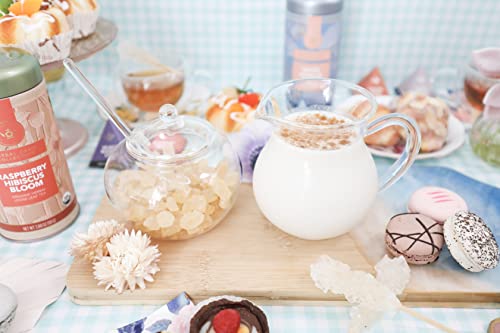 Teabloom Stain-free & Odor-free Borosilicate Glass Sugar and Creamer Set - Tea or Coffee Serving Set Includes Cream Pitcher, Sugar Bowl with Lid and Spoon (Serves up to 3-4 People)