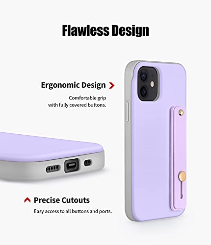 GOOSPERY SlideTok Compatible Case with iPhone 12/12 Pro Card Holder Phone Finger Band Loop Stretch Grip Kickstand 2 Card Storage Dual Layer Protective Bumper Wallet Cover - Purple