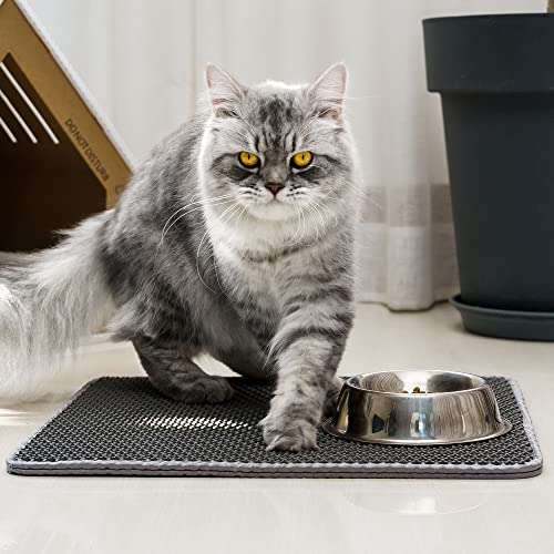 Conlun Cat Litter Mat Kitty Litter Trapping Mat 18β x17β Honeycomb Double Layer, Urine Waterproof, Easier to Clean, Litter Box Mat Scatter Control, Less Waste, Soft on Paws, Non-Slip
