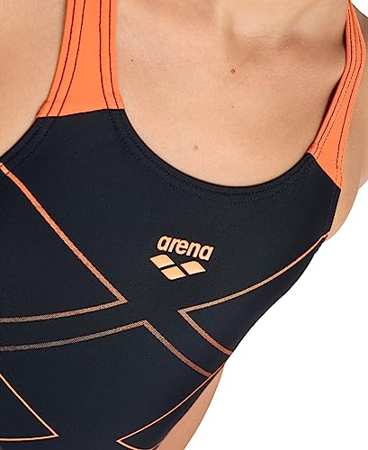 Arena Feel Girls' Mark V Back Swimsuit MaxFit Comfortable One Piece Suit Pool or Beach, US Size 10-12 Jr/28, Black/Nespola