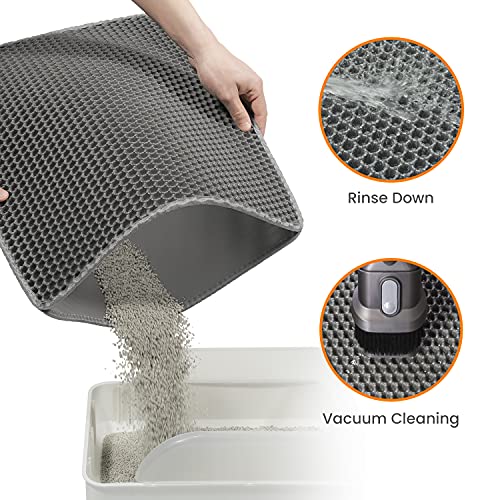 Conlun Cat Litter Mat Kitty Litter Trapping Mat 18β x17β Honeycomb Double Layer, Urine Waterproof, Easier to Clean, Litter Box Mat Scatter Control, Less Waste, Soft on Paws, Non-Slip