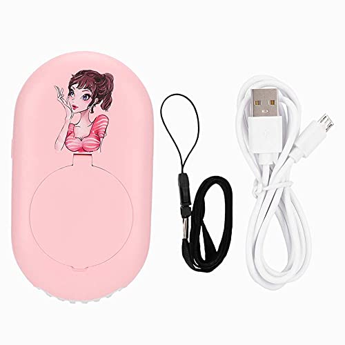 FILFEEL Eyelash Fan for Lash Extensions Small Portable Fan Mini USB Fan Rechargeable Air Conditioning Cooling Fan Eyelashes Extension Glue Dry Blower with Mirror(Pink)