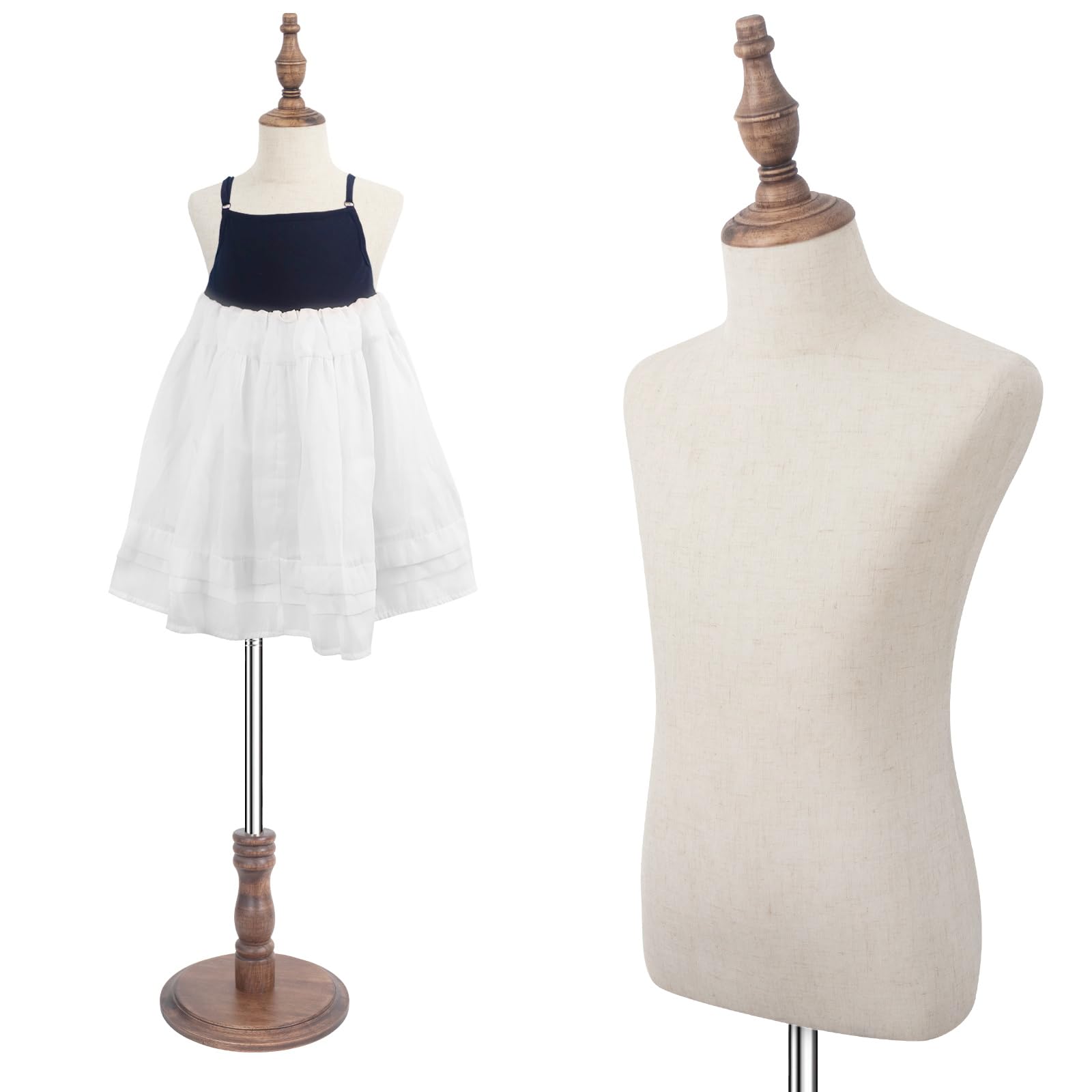 Kid Dress Form, Mannequin Child Display Body Bust Forms Maniki Little Boy Girl, 8-9 Years Old, Brown