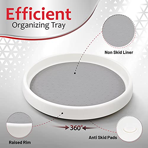 Lazy Susan Turntable 2 Pack, Non Skid Large Lazy Susan Turntable for Cabinet and Refrigerator, Plastic Rotating Turn Table, 10 Inch - by RamPro