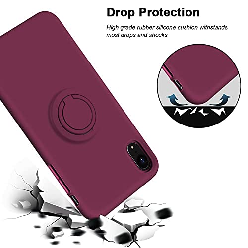 Vooii for iPhone XR Case with Kickstand | Baby Grade Liquid Silicone | 10ft Drop Tested Protective, Microfiber Lining Shockproof Full-Body Cover Case for iPhone XR (WineRed)