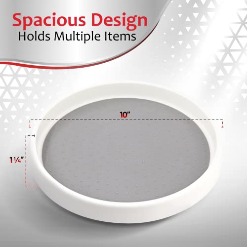 Lazy Susan Turntable 2 Pack, Non Skid Large Lazy Susan Turntable for Cabinet and Refrigerator, Plastic Rotating Turn Table, 10 Inch - by RamPro