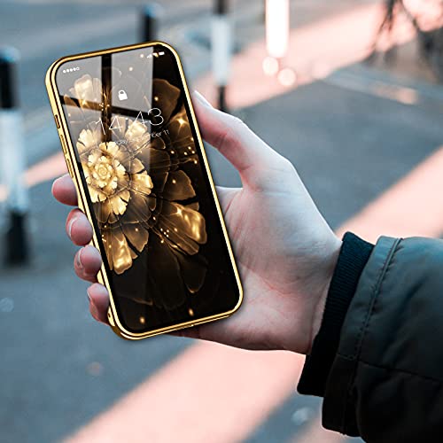 MILPROX Compatible for iPhone 13 Pro Clear Case (2021), Crystal Transparent Cover Shockproof Protective Bumper Shell with Electroplated Mirror Edge for iPhone 13 Pro 6.1"【3 Cameras】 2021-Gold