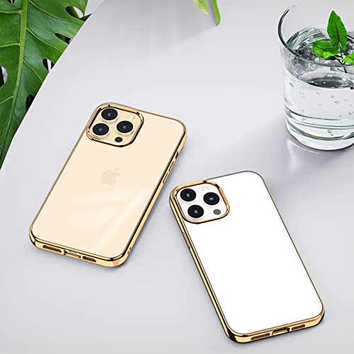 MILPROX Compatible for iPhone 13 Pro Clear Case (2021), Crystal Transparent Cover Shockproof Protective Bumper Shell with Electroplated Mirror Edge for iPhone 13 Pro 6.1"【3 Cameras】 2021-Gold
