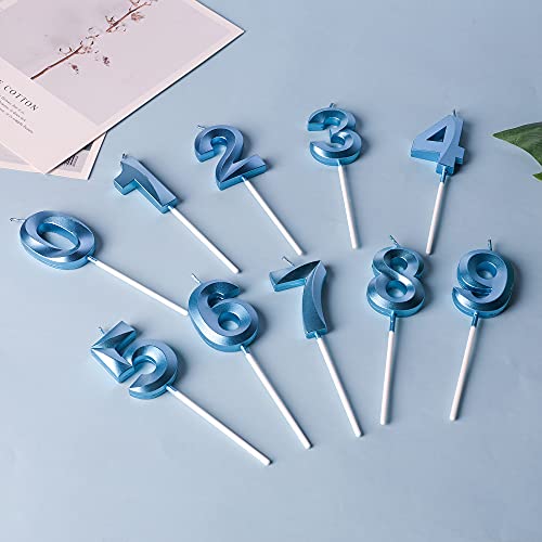 Blue 30th Birthday Candles for Cakes, Number 30 3 Glitter Candle Cake Topper for Party Anniversary Wedding Celebration Decoration