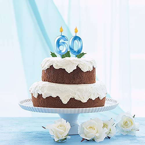 Blue 30th Birthday Candles for Cakes, Number 30 3 Glitter Candle Cake Topper for Party Anniversary Wedding Celebration Decoration