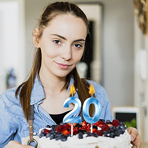 Blue 30th Birthday Candles for Cakes, Number 30 3 Glitter Candle Cake Topper for Party Anniversary Wedding Celebration Decoration