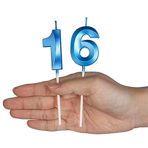 Blue 30th Birthday Candles for Cakes, Number 30 3 Glitter Candle Cake Topper for Party Anniversary Wedding Celebration Decoration