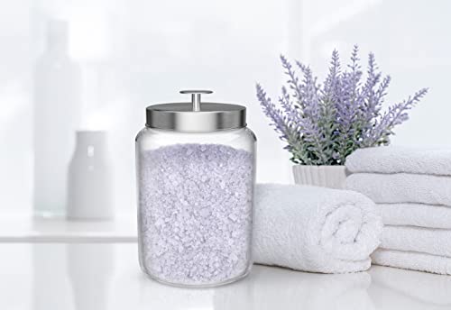 KooK Glass Large Kitchen Canister Set, Food Storage Containers, Bathroom Jars, Airtight Lids, 3.7 Liters.98 gallons, Set of 2 (Stainless Steel)