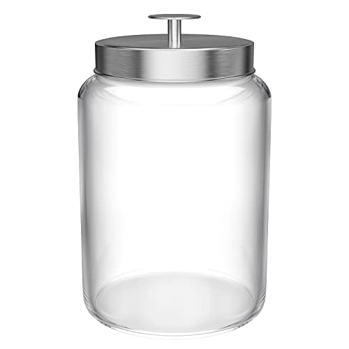 KooK Glass Large Kitchen Canister Set, Food Storage Containers, Bathroom Jars, Airtight Lids, 3.7 Liters.98 gallons, Set of 2 (Stainless Steel)