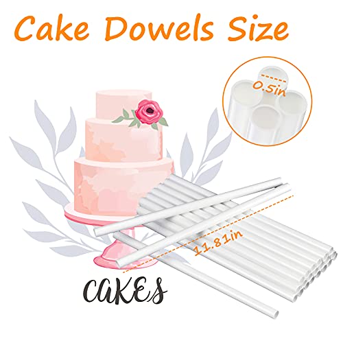 10 Pcs Cake Dowel Rods, 12 Inch Plastic Cake Support Rod White Cake Stand Sticks for Tiered Cake Construction and Stacking