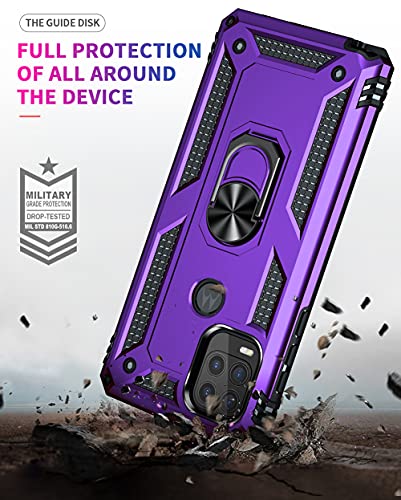Androgate Compatible with Moto G Stylus 5G Case with HD Screen Protector, Military-Grade Ring Holder Stand Car Mount 16ft Drop Tested Protective Cover Phone Case for Motorola Moto G Stylus 5G, Purple