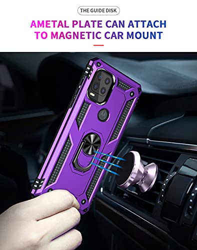Androgate Compatible with Moto G Stylus 5G Case with HD Screen Protector, Military-Grade Ring Holder Stand Car Mount 16ft Drop Tested Protective Cover Phone Case for Motorola Moto G Stylus 5G, Purple