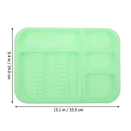 Healifty Instrument Tray Dental Dentist Instrument Tray Autoclavable Tray Plastic Tray Divided Separate Tray Light Green