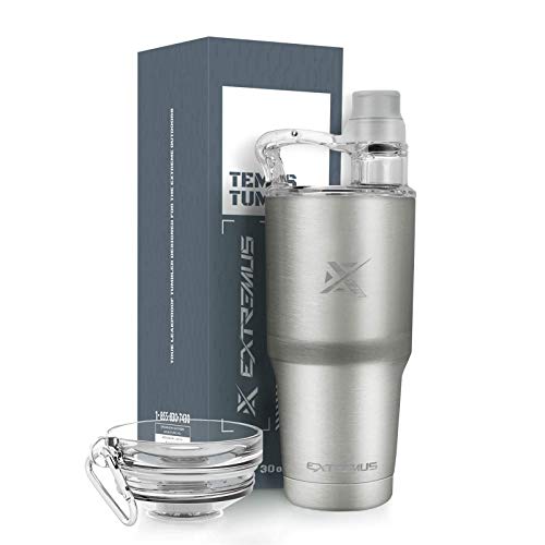 Extremus Temps Coffee Travel Mug Stainless Steel Vacuum Insulated Coffee Tumbler, Upgraded 100% Leakproof Water Bottle Lid And Easy-to-sip Coffee Lid, Coffee Travel Tumbler (30 oz, Stainless, 2 Lids)