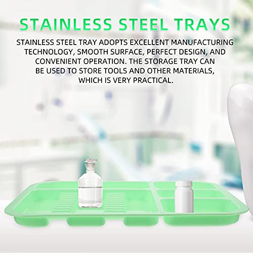 Healifty Instrument Tray Dental Dentist Instrument Tray Autoclavable Tray Plastic Tray Divided Separate Tray Light Green