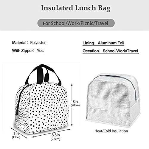 Huatansy Black Dots Lunch Bags Insulated Lunch Box Cooler Bag Unisex For Work School Travel Picnic Outdoor
