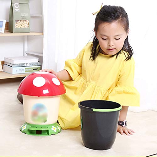 YITIANTIAN Wastebaskets Step Pedal Mushroom Garbage Can,Children's Trash Can with Lid,Removable Inner Wastebasket,Office Bedroom Living Room,6L(Round) Trash Can Bathroom Kitchen Bedroom