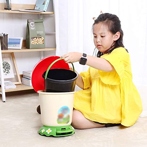 YITIANTIAN Wastebaskets Step Pedal Mushroom Garbage Can,Children's Trash Can with Lid,Removable Inner Wastebasket,Office Bedroom Living Room,6L(Round) Trash Can Bathroom Kitchen Bedroom