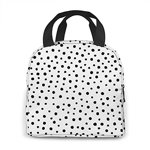 Huatansy Black Dots Lunch Bags Insulated Lunch Box Cooler Bag Unisex For Work School Travel Picnic Outdoor