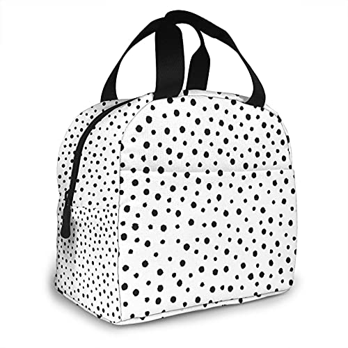Huatansy Black Dots Lunch Bags Insulated Lunch Box Cooler Bag Unisex For Work School Travel Picnic Outdoor