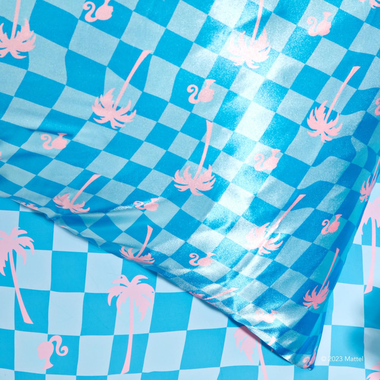 Barbie x Kitsch Satin Pillowcase with Zipper - Softer Than Silk Pillow Cases for Hair and Skin | Cooling Pillow Cases Covers | Satin Pillow Cases Standard Size 19x26 (Malibu Barbie, 1 Pack)