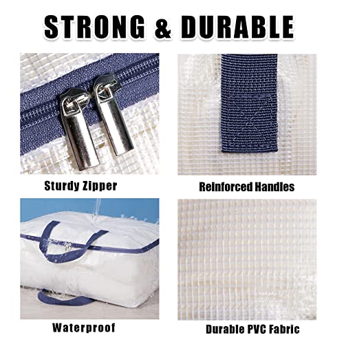 Clear Storage Bags with Zipper, 75L Extra Large Capacity - Closet, Underbed Storage Organizer for Clothes, Bedding, Comforter, Toys, Pillow & Blanket, 3 Pack