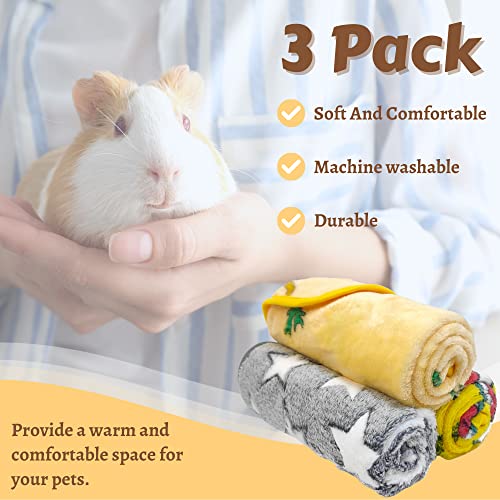 Tierecare Guinea Pig Blanket (3 Pack) Ultra Soft Pet Fleece Blankets Warm Sleep Mat Flannel Sofa Cover for Dog Cat Hamster Rabbit Fluffy(S)