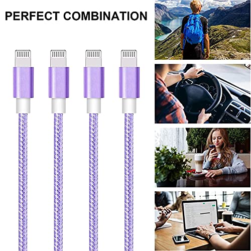 iPhone Charger Cord,[Apple MFi Certified] 4pack iPhone Charger Purple Apple Chargers for iPhone iPhone Charging Cord Nylon Braided Compatible with iPhone 13 Pro/13/12/11 Pro/11/XS MAX/XR/8/7/6s