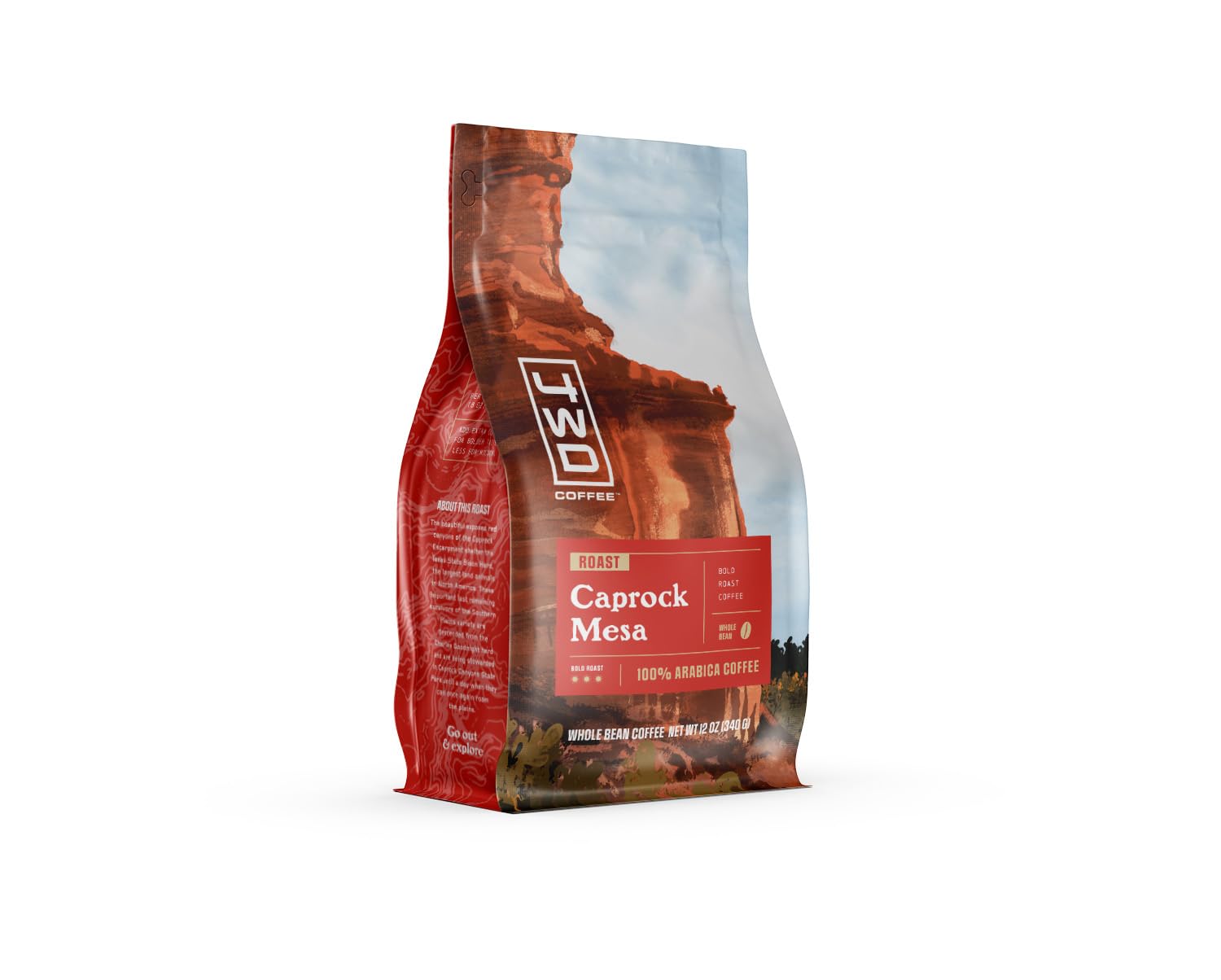 4wdCoffee Caprock Mesa Coffee - Whole Bean - Bold Roast - 12 Oz Bag - Arabica Beans - Fresh Roasted in Texas