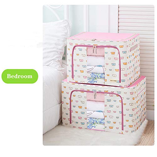 WWWUUU Storage Boxes , Oxford Cloth Steel Frame Storage Box Bag, Easy to Fold with Sturdy Zipper,Storage for Clothes,Bed ,Blankets,Bedding,Pillow (Navy Blue, 15.4x11.4x7.9 IN (22L))