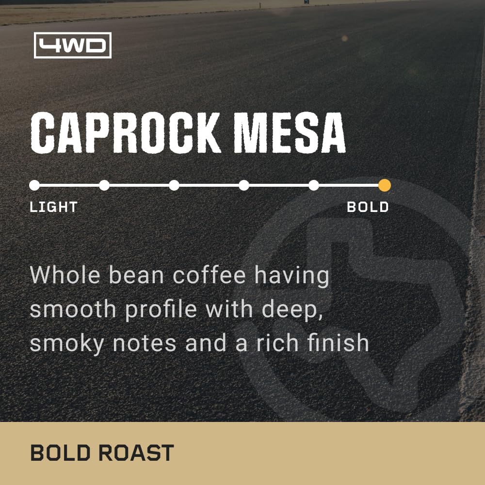 4wdCoffee Caprock Mesa Coffee - Whole Bean - Bold Roast - 12 Oz Bag - Arabica Beans - Fresh Roasted in Texas
