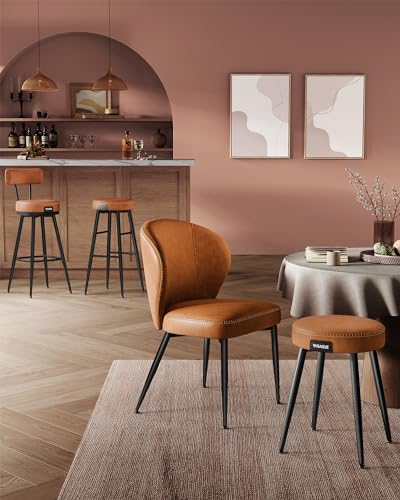 VASAGLE EKHO Collection - Bar Stools Set of 2, Bar Height Bar Stools, Kitchen Counter Stools, Mid-Century Modern Backless Counter Stools, 30-Inch Tall, Kitchen Island Home Bar, Caramel Brown