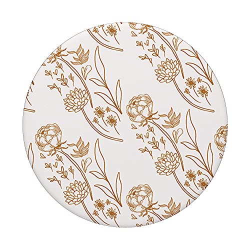 Flowers Floral Beige Terracotta Bohemian Aesthetic Women PopSockets Swappable PopGrip