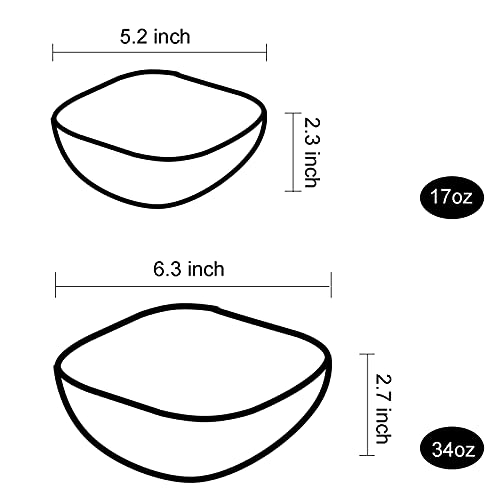 TOSSOW Square Glass Mixing Bowl Set of 2, Serving Bowls All Purpose Transparent Salad Bowls, Condiment Bowls for Fruit, Snacks, Sauces, Popcorn and More
