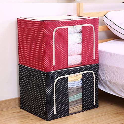 WWWUUU Storage Boxes , Oxford Cloth Steel Frame Storage Box Bag, Easy to Fold with Sturdy Zipper,Storage for Clothes,Bed ,Blankets,Bedding,Pillow (Navy Blue, 15.4x11.4x7.9 IN (22L))