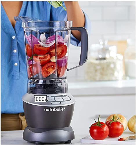 NutriBullet Premium finish 1000 Watt High Performance Blender Ext Large BPA-Free 56oz Pitcher Cold Hot Liquids Soups (RENEWED)