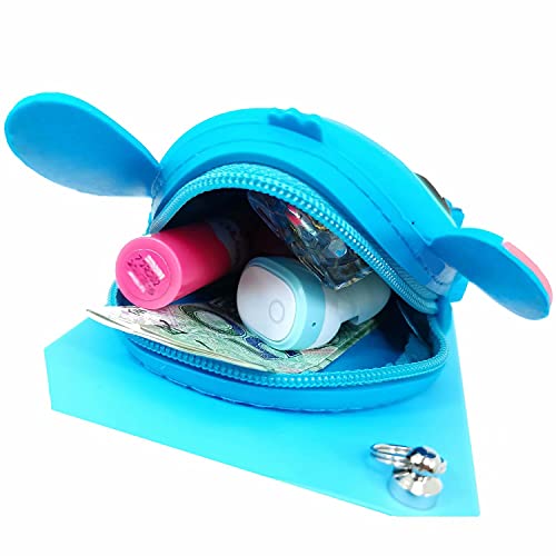DiDicose Case Compatible with Samsung Galaxy A32 5G Cute 3D Cartoon Purse Wallet with Lanyard Wrist Strap Soft Silicone Cover Camera Lens Protector for Samsung Galaxy A32 5G Alien Dog Blue
