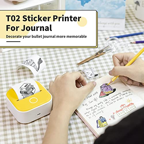 T02 Mini Printer Sticker Maker - Portable Pocket Thermal Instant Photo Printer - T02 Sticker Maker Machine Mini Printer, Wireless Receipt Label Maker Printer for Sticky Scrapbook, Label