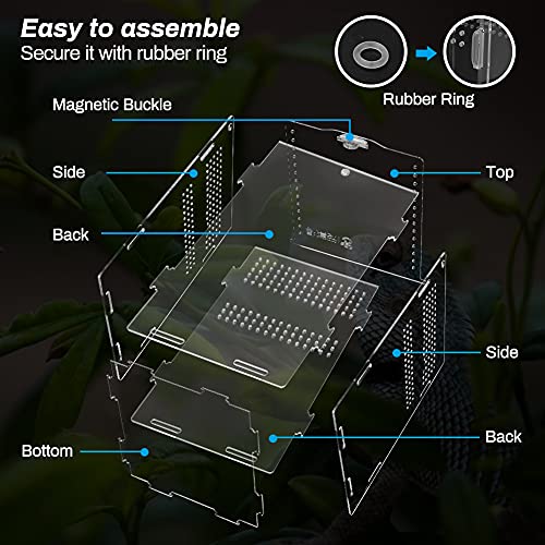 Anpress Acrylic Reptile Terrarium, 4.7''x4.7''x7.8'' Micro Transparent Habitat Terrariums Reptiles Tarantulas Cage Mini Enclosure Feeding Breeding Box with Cover for Animals Insects