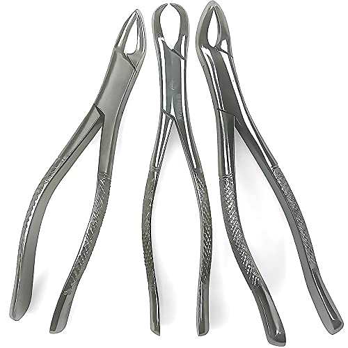 DEXA DENTAL Heavy Duty Dental Extracting Forceps # 150# 151# 23, Apical Forceps, Cowhorn Forceps, Lower Molars, Atraumair - 3 Pcs